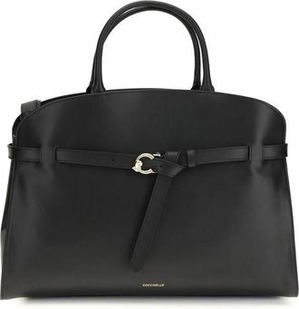 Coccinelle Schwarze Kalbsleder Bos Taurus Handtasche