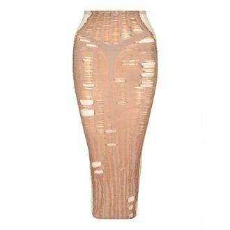 Diesel Maxirock mit filigranen Cut-outs und Layering-Effekt - - Skirts - Damen - Beige - S