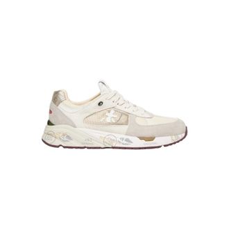 Premiata Femme, Chaussures, Beige, Taille: 35 EU Baskets Beige avec D&eacute;tails Contrastants