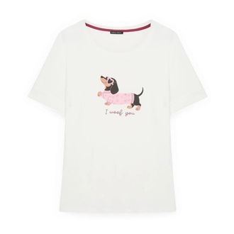 Fiorella Rubino T-Shirt aus Baumwolle mit Dackel-Print - - Tops - Damen - Wei&szlig; - M