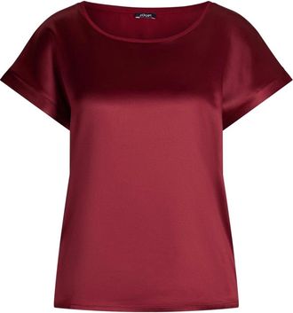 Joop Femme, Tops, Rouge, Taille: 44 FR T-shirt en satin &agrave; manches courtes