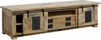 Massivmoebel24 Meuble tv 180x50 Manguier laqué Bois naturel railway 314