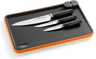 Bra Efficient | Set mit 3 effizienten Messern mit Schneidebrett