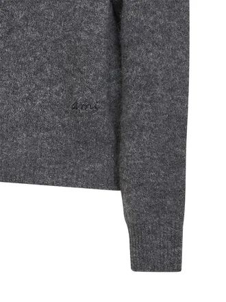 Ami Alpaca-Blend Knit Polo Sweater - Gray