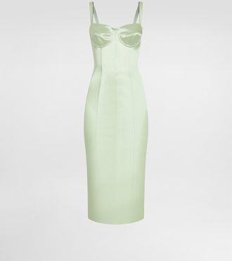 Dolce & Gabbana Stretch Satin Dress - Frau Kleider Green Satin 44