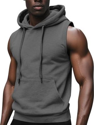 Generic D&eacute;bardeur &agrave; capuche pour homme - Sans manches - Fitness - Bodybuilding - Sport - Pull &agrave; capuche avec poches - Gym - Grandes tailles - T-shirt dentra&icirc;n