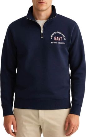 GANT Herren Printed Graphic Half Zip Sweatshirt, Evening Blue, 4XL