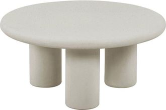Vente-Unique Table basse en MDF - Effet b&eacute;ton blanc cass&eacute; - MARELNA