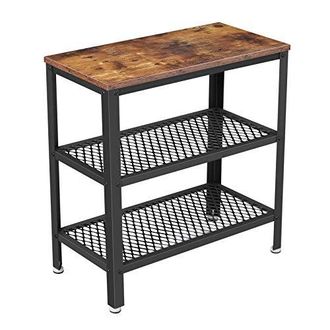 Vasagle Table dAppoint, Table Console, 2 &Eacute;tag&egrave;res en Maille, pour Couloir, Salon, Chambre, Bureau, Gain dEspace, Montage Facile, Style Industriel, Marron Rust