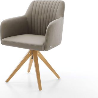 DELIFE Esszimmerstuhl Greg-Flex Echt-Leder Schlamm Holzgestell kantig Natur Taschenfederkern, Esszimmerst&uuml;hle