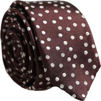 Dolce & Gabbana Polka-Dot Silk Necktie - Burgundy
