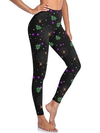 Love my Fashions Halloween Femmes Citrouille Fant&ocirc;me Cr&acirc;ne Effrayant Imprim&eacute; Taille Haute &Eacute;lastique Leggings Costume Leggings Cheville &Eacute;lastique Collants Pleine Longue
