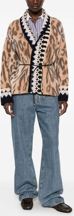 Forte_Forte Leopard-Print Wool Cardigan - Beige