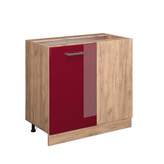 Vicco Eckunterschrank R-Line, Rot Hochglanz, 86 cm ohne Arbeitsplatte