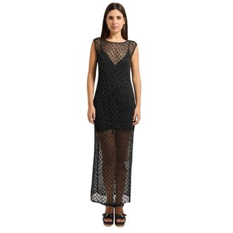Manila Grace Femme, Robes, Noir, Taille: 40 FR Long Lurex Dress