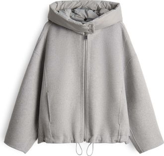 OPUS Damen Jacke | HIKONA Regular Doubleface Jacke mit Abnehmbarer Kapuze Hazy Fog Melange, L