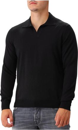 Gran Sasso Schwarzes Athleisure Strick Langarm Polo - - Knitwear - Herren - Schwarzk - 4XL