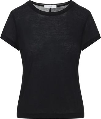 Co Femme, Tops, Noir, Taille: 36 FR T-Shirt &agrave; Manches Courtes et Col Rond