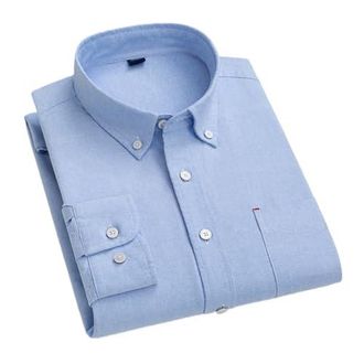 Generic Chemise Oxford 100% coton for homme - Classique &agrave; manches longues boutonn&eacute;e for le travail d&eacute;contract&eacute;, polyvalente et confortable.(Grid 1,XXL)