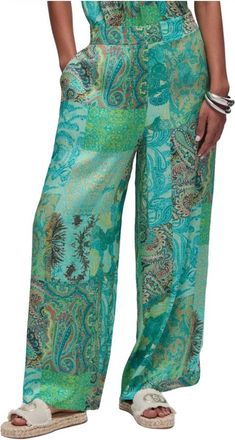 Liu Jo Femme, Pantalons, Vert, Taille: 40 FR Palazzo Pant