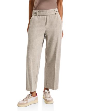 Street One Damen 3716881 Straight Leg Melange Hose, Malted beige, 44W x 26L