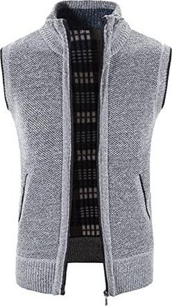 Generic Gilet en laine pour homme - Sans manches - Avec fermeture &eacute;clair - Coupe ajust&eacute;e - En tricot fin - Gilet dhiver - Gilet de sport - Veste en coton doux