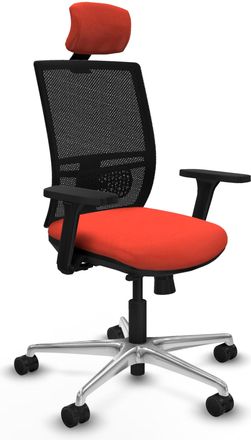 Piqueras y Crespo B&uuml;rostuhl mit 3D-Armen, h&ouml;henverstellbarer Lendenwirbelst&uuml;tze und h&ouml;henverstellbarem Kopfteil, ausgestattet mit Syncro/Traslack. Schwarz/Dunkelorange