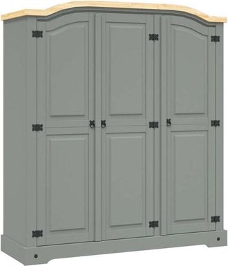 vidaXL Kleiderschrank Mexiko-Stil Kiefernholz 3 T&uuml;ren Grau Vidaxl