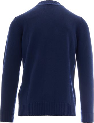 Eleventy High-Neck Wool Cardigan - Navy