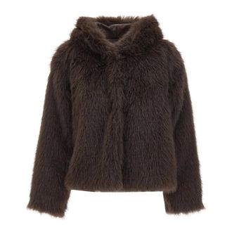 Kaos Kaos, Femme, Vestes, Brun, Taille: 40 FR Veste courte en fausse fourrure
