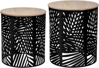 Atmosphera Atmosphera - Table de salon double Feuilles noire Cr&eacute;ateur dInt&eacute;rieur, design moderne et &eacute;l&eacute;gance pour votre salon