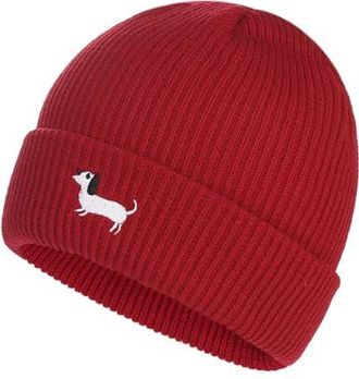 Generic Bonnet tricot&eacute; avec motif de chien brod&eacute; unisexe chaud c&ocirc;tel&eacute; pliable pour une utilisation en ext&eacute;rieur Chapeau dhiver brod&eacute; pour chien Bonnet dhiver 