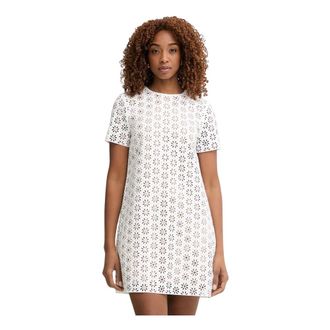 Michael Kors Robe courte en scuba orn&eacute;e de d&eacute;coupes florales au laser et de miroirs - Femme - Robes - Blanc - Taille: 36 FR