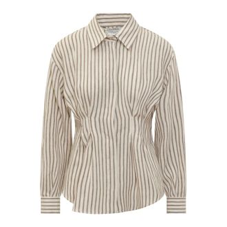 Max Mara Femme, Blouses et Chemises, Multicolore, Taille: 40 FR Long sleeved linen shirt