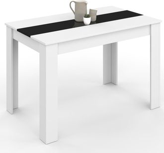 IDMarket Rechteckiger Esstisch ROZY 6 Personen wei&szlig; und schwarz 110 cm