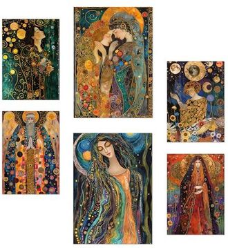 Nacnic Lot de 6 Cartes de Tarot Arcanes Affiches avec illustration design pour d&eacute;corer les murs de la maison. Chambres, bureau, boutique Peinture au A3 et A4