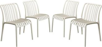 Sweeek Lot de 4 chaises de jardin en plastique beige. empilables. d&eacute;j&agrave; mont&eacute;es