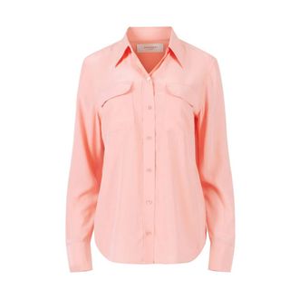 Equipment Femme, Blouses et Chemises, Rose, Taille: 36 FR Chemise en Soie Rose Flamingo avec Col Classique