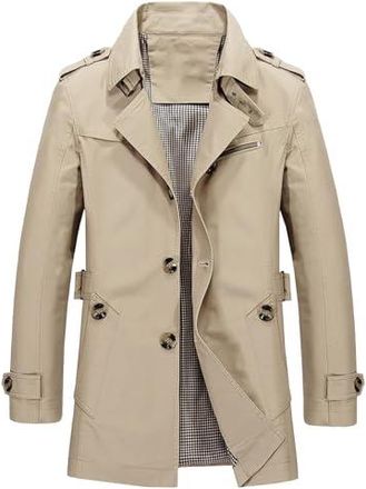 Generic Veste en coton &agrave; simple boutonnage pour homme - Coupe-vent - Col crant&eacute; - Trench d&eacute;contract&eacute; - Pour homme, beige, 3XL