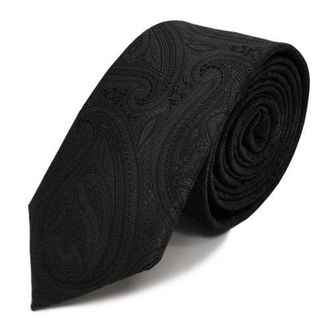 TigerTie cravate étroite noir, noir-gris, olive à motif paisley en cachemire de qualité supérieure avec insert stable et boucle de passantino pour hommes adult