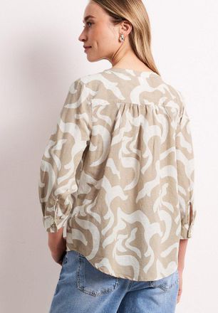 Street One Druckbluse Sommerbluse mit Split Neck aus Leinenmix