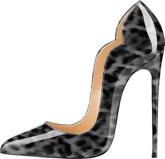 elashe Womens Sexy Slip on Pumps | 4.7 inches High Heel Stiletto Closed Toe Raffiné pour Wedding & Party Léopard Blanc EU37