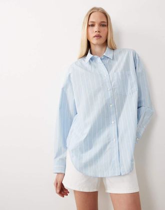 Arket Chemise ray&eacute;e en pur coton - Bleu