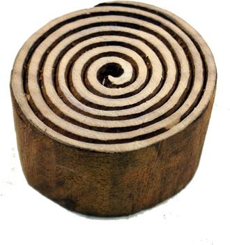 Guru Shop Indischer Textilstempel, Holz Stoffdruckstempel, Blaudruck Stempel, Druck Modell - Spirale 6, 3x3x3 cm