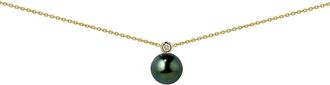 Brillaxis Collier or 18 jaune carats perle de Tahiti diamant