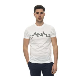 Canali T-Shirt mit Logo-Print und Slim Fit - - Tops - Herren - Wei&szlig; - 4XL