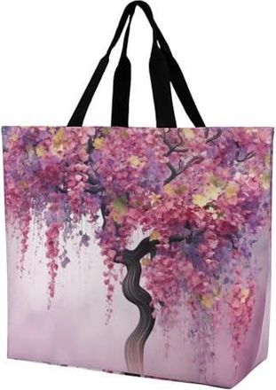 Generic Arbre &Agrave; Fleurs Sac Fourre Tout L&eacute;ger Tote Bag Pliable Sac Cabas Pour Plage Travail Shopping