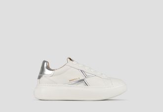 Alexander Smith College Woman in white with laminated silver logo and back