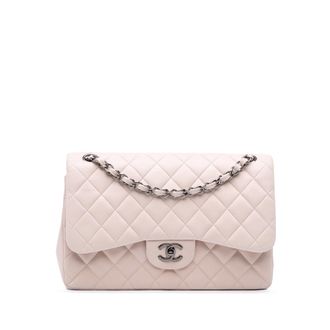 Chanel White Jumbo Classic Lambskin Double Flap