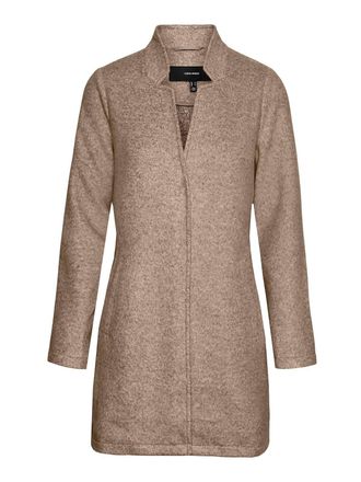 Vero Moda Damen Kurzmantel VMBrushedkatrine lange Damenjacke mit Stehkragen 10231027 Silver Mink Melange S